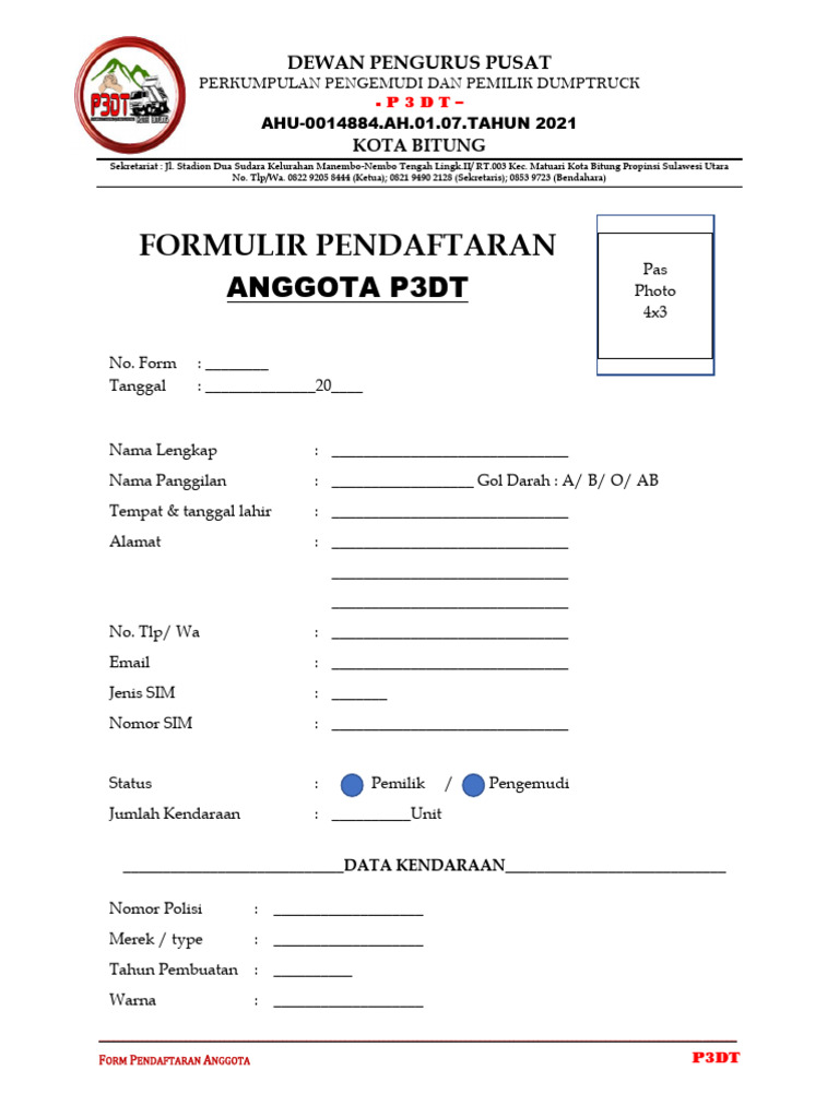 Formulir Anggota P3DT | PDF | Pengelolaan Keuangan & Uang