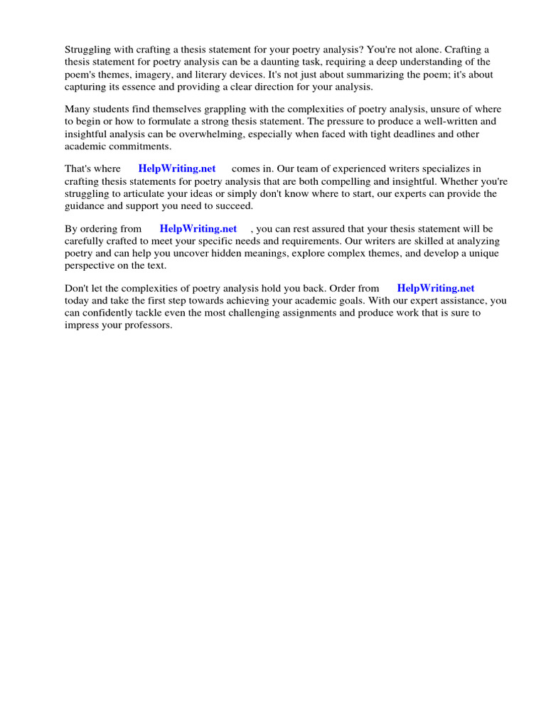 Thesis Statement For Poetry Analysis | PDF | Poetry | Essays