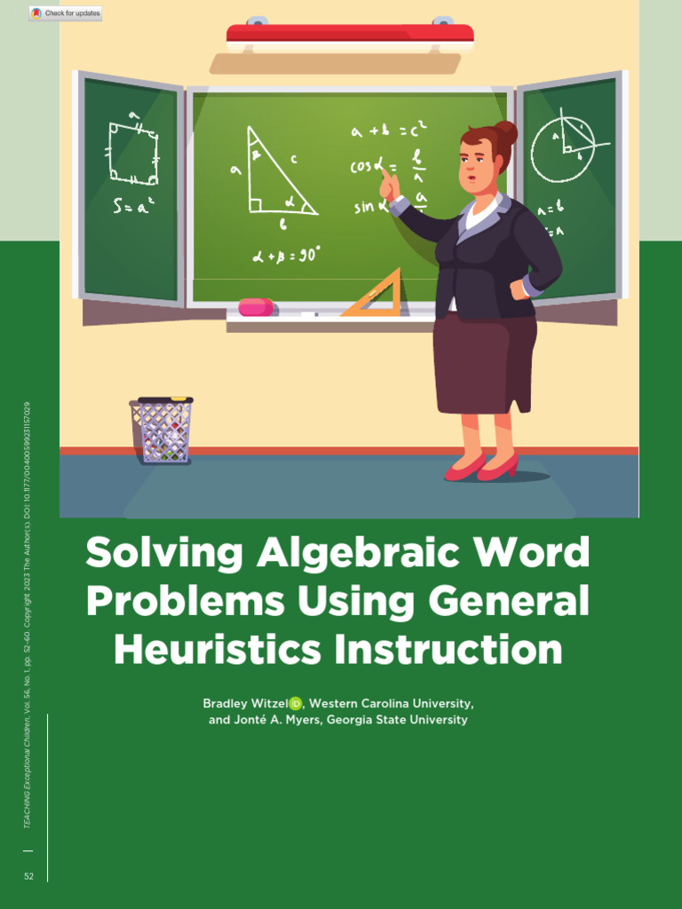 Witzel Myers 2023 Solving Algebraic Word Problems Using General Heuristics Instruction | PDF ...