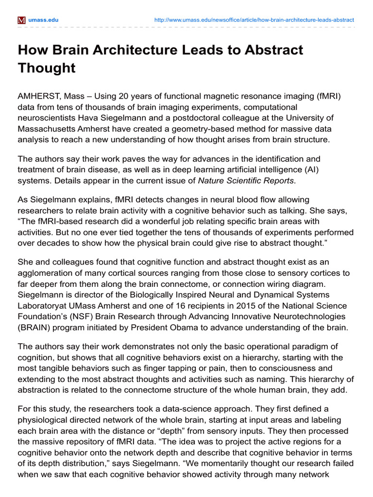 Umass - Edu - How Brain Architecture Leads To Abstract Thought | PDF ... Umass - Edu - How Brain Architecture Leads To Abstract Thought | PDF ...