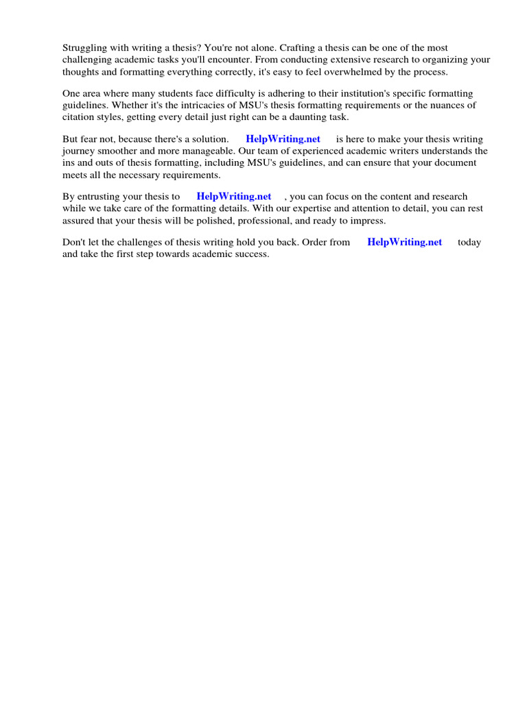 Msu Thesis Formatting Guidelines Pdf Thesis