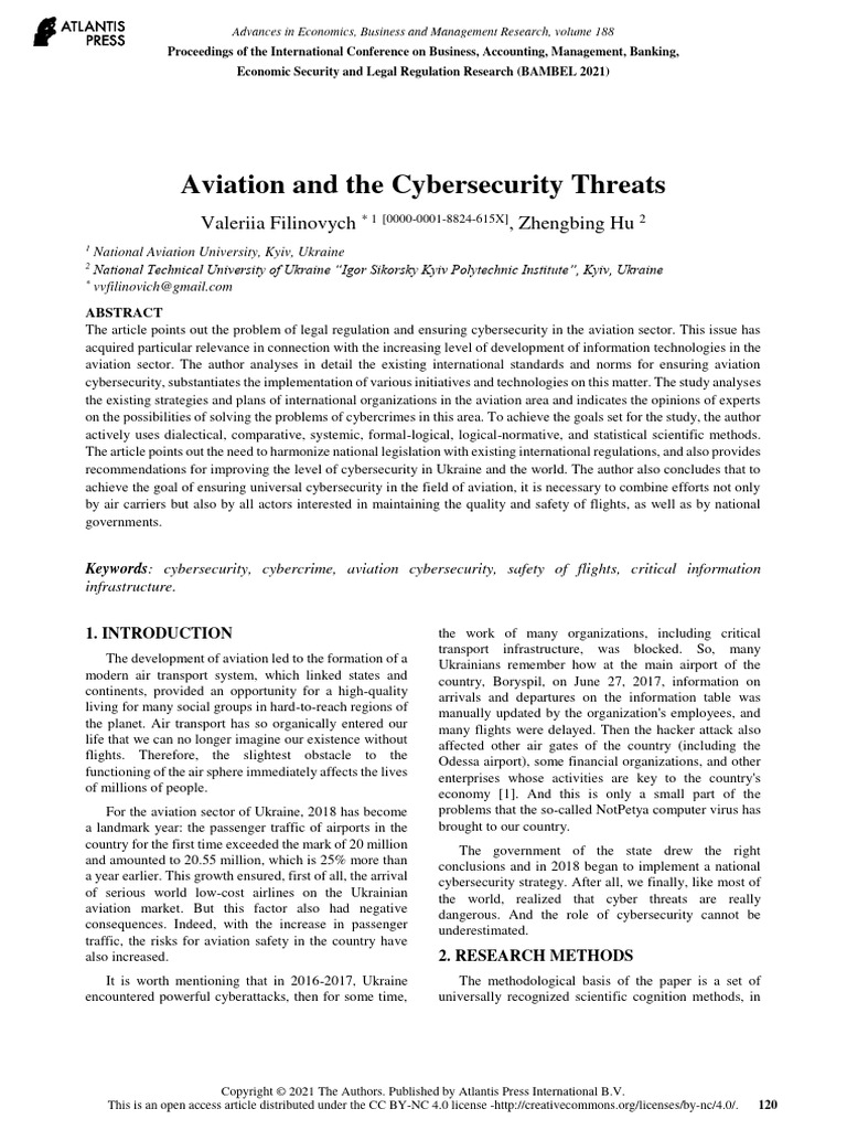 Aviation Cybersecurity Scoping The Challenge Pdf Computer Security Security