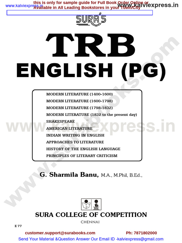 TRB PG English Study Materials Kalvexpress | PDF | The Faerie Queene