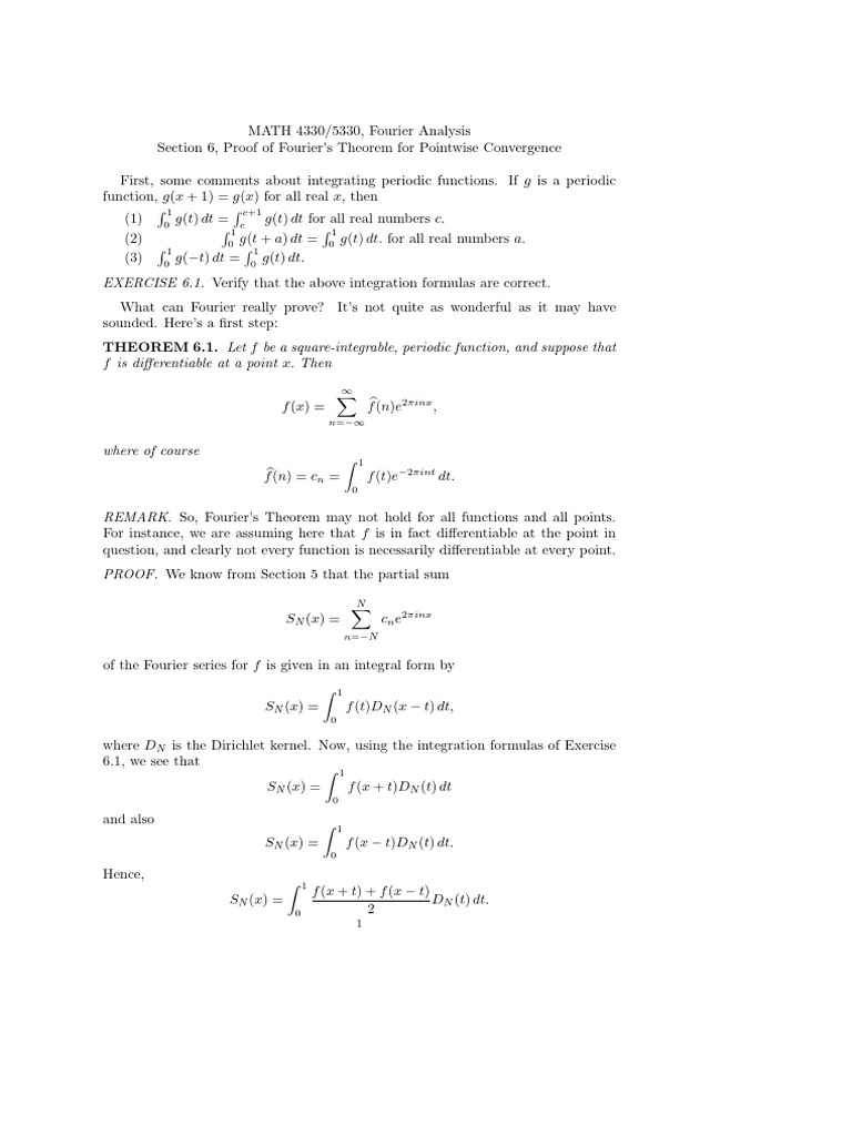 Fourier Theorem | PDF | Fourier Series | Analysis