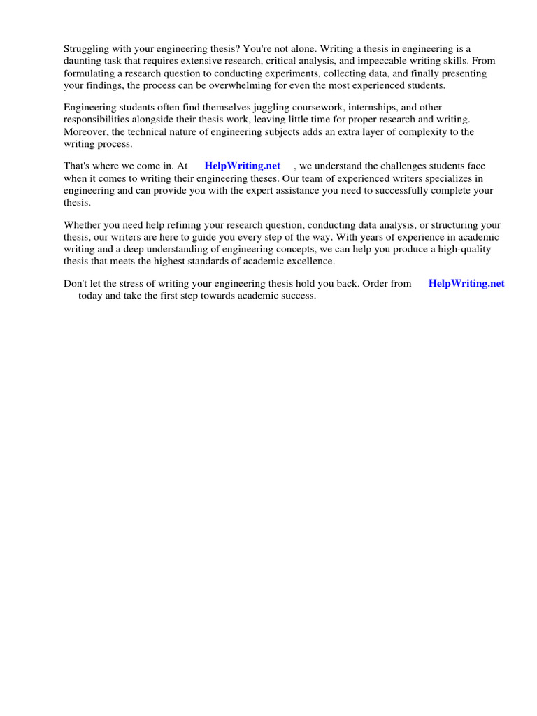 Engineering Thesis Writing Service | Download Free PDF | Thesis ...