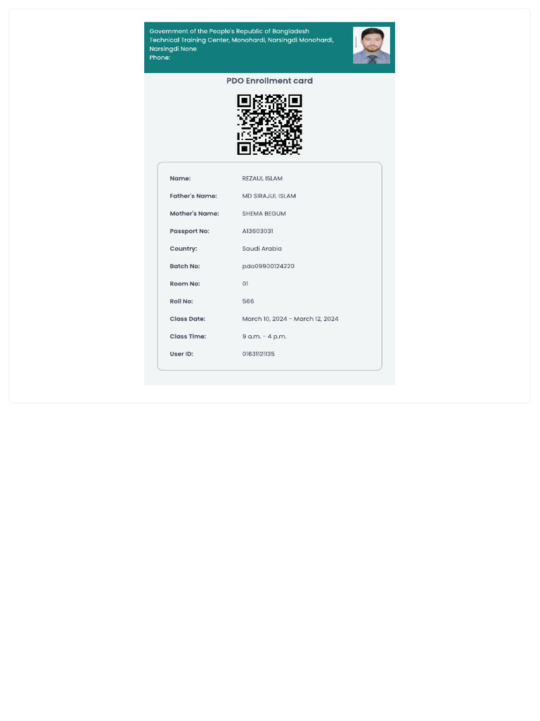 Pdo Enrollment Card A13603031 | PDF