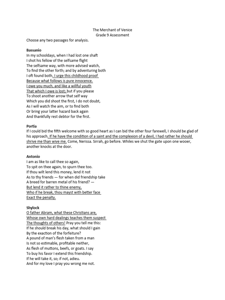 The Merchant of Venice Grade 9 Assessment 2015 | PDF | The Merchant Of ...