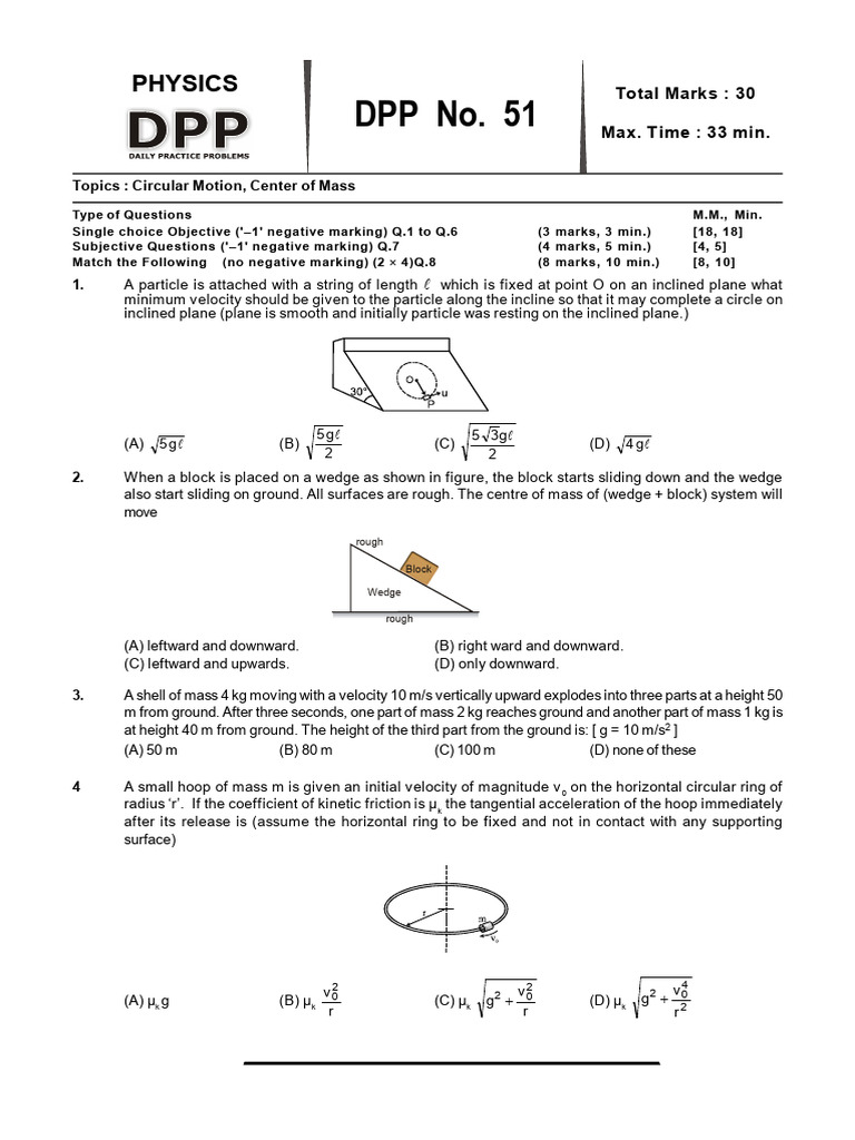 DPP's File - Class-XI-3 | PDF | Force | Friction
