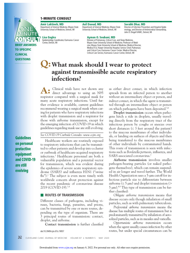 What Mask Should I Wear To Protect Against Transmissible Acute ...