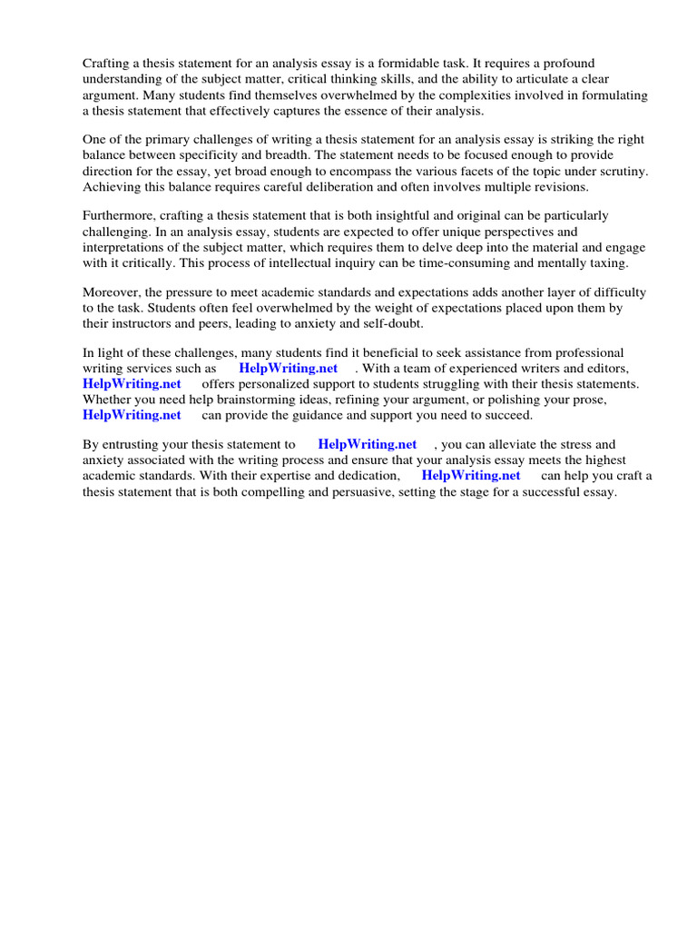 How To Write A Thesis Statement For Analysis Essay | PDF | Essays | Thesis