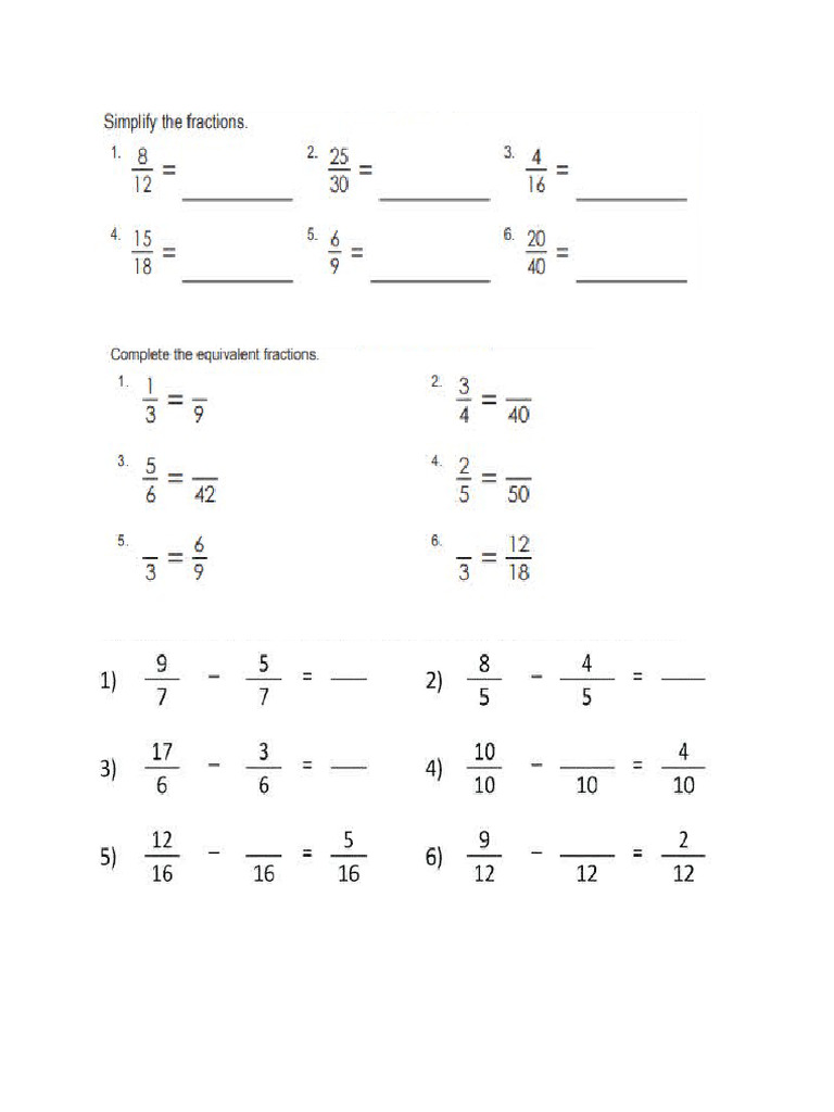 Fraction Worksheet | PDF