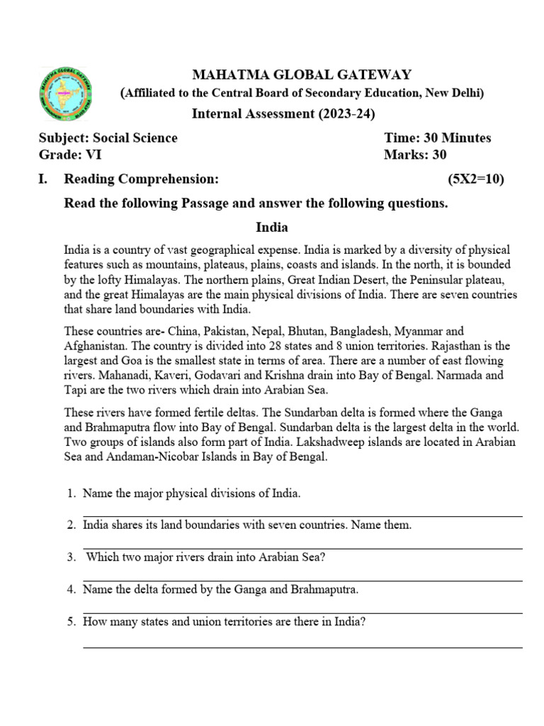 Internal Assement 2nd Term | PDF | Atmosphere Of Earth | Atmosphere