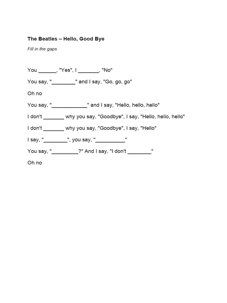 The Beatles - Fill in The Gaps | PDF