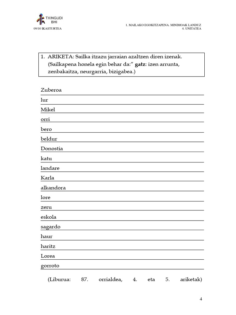 Izen Motak Ariketa | PDF