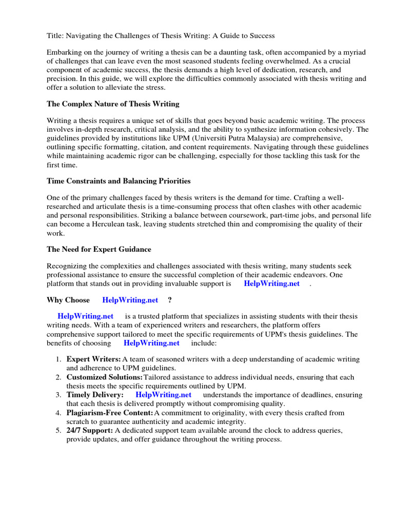 Thesis Guidelines Upm | PDF | Thesis | Academia