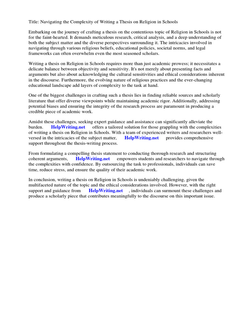 Religion in Schools Thesis Statement | PDF | Prayer | God