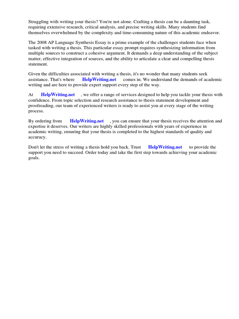 AP Language Synthesis Essay 2008 | PDF | Essays | Thesis