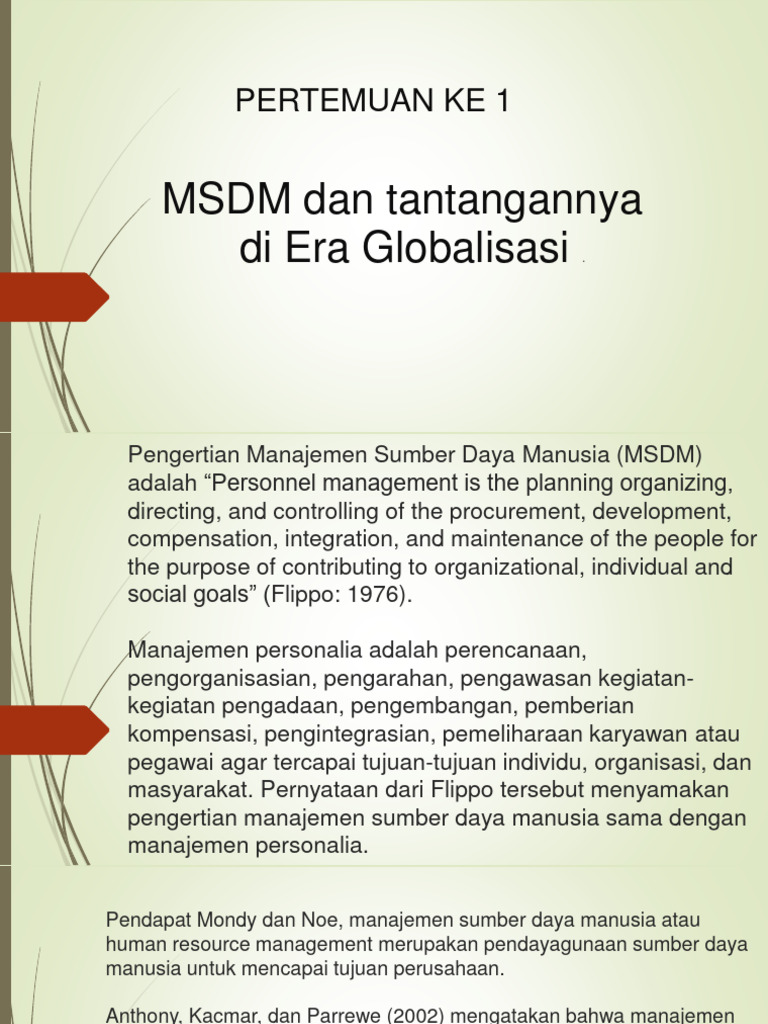 Pengertian dan Tujuan MSDM | PDF | Karier & Perkembangan