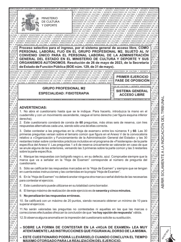 Examen M Cultura y Deporte | PDF