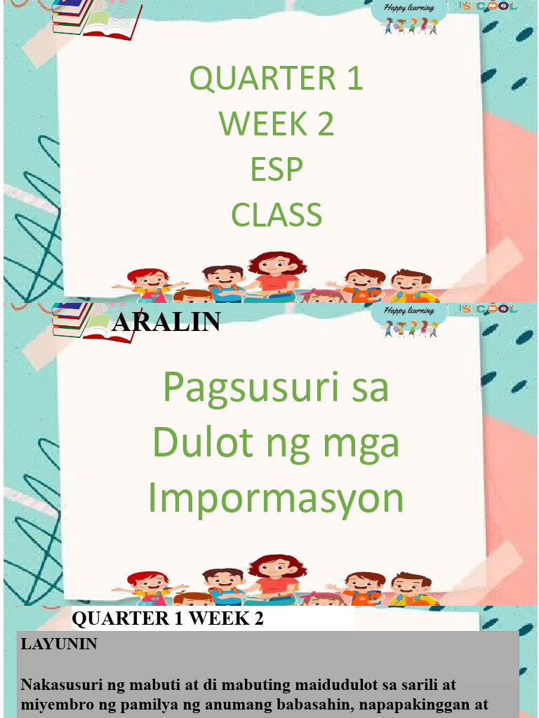 Quarter 1 Week 2 ESP Class | PDF