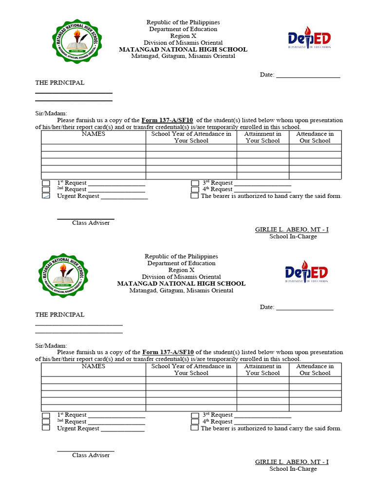 Request-Form-137 | PDF | Government | Public Administration