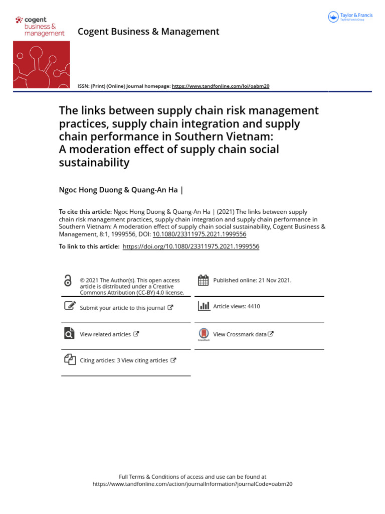 The links between supply chain risk management practices supply chain ...
