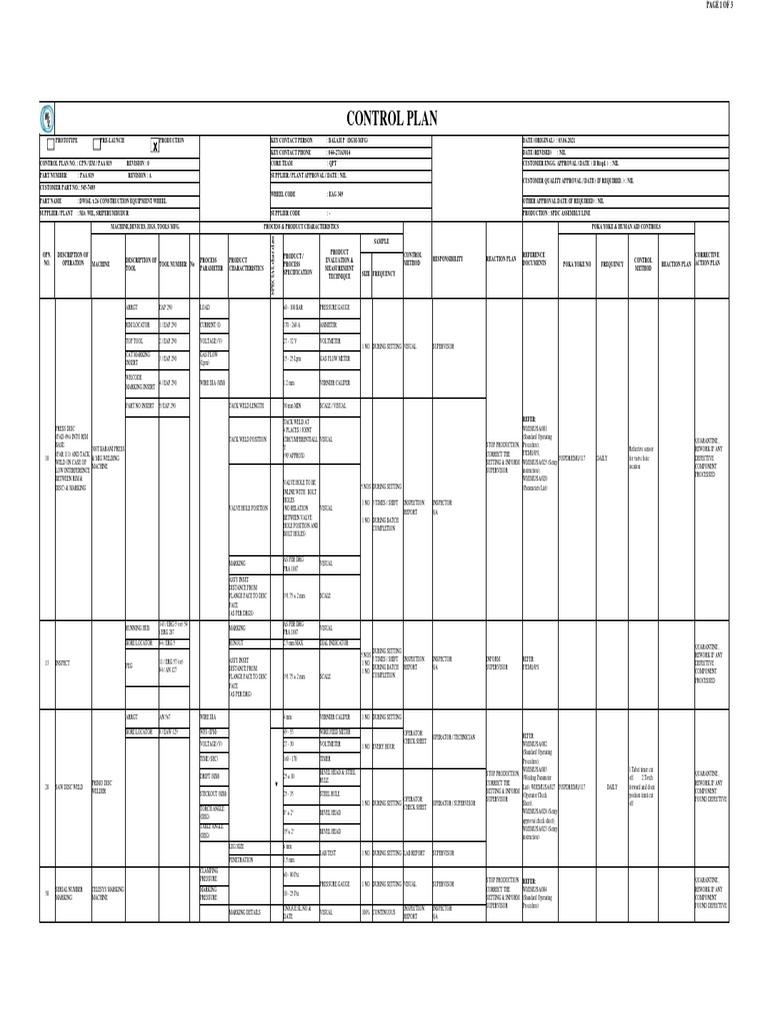 545 7489 (EAG349) - Control Plan | PDF | Mechanical Engineering | Metrology