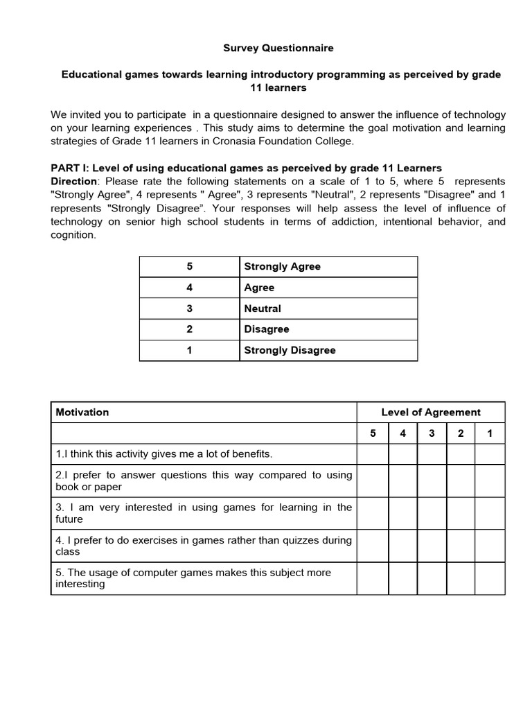 QUESTIONNAIRE | PDF | Learning | Computer Programming QUESTIONNAIRE | PDF | Learning | Computer Programming