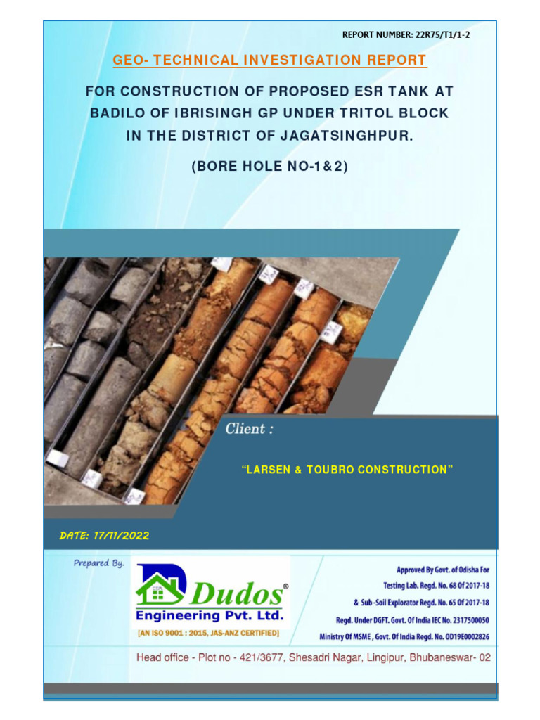 Geotechnical Report for ESR Tank Construction | PDF | Physical Sciences ...