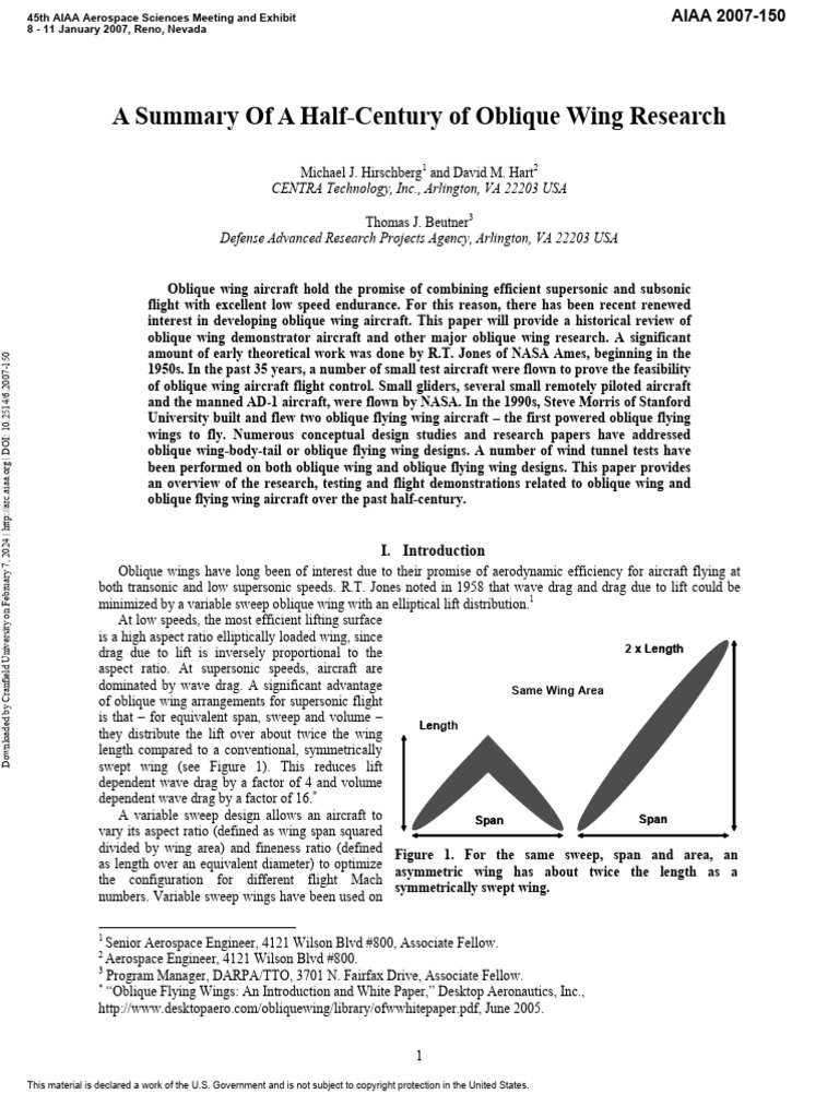 A Summary of A Half-Century of Oblique Wing Research - Hirschberg-Et-Al-2012-A-Summary-Of-A-Half ...