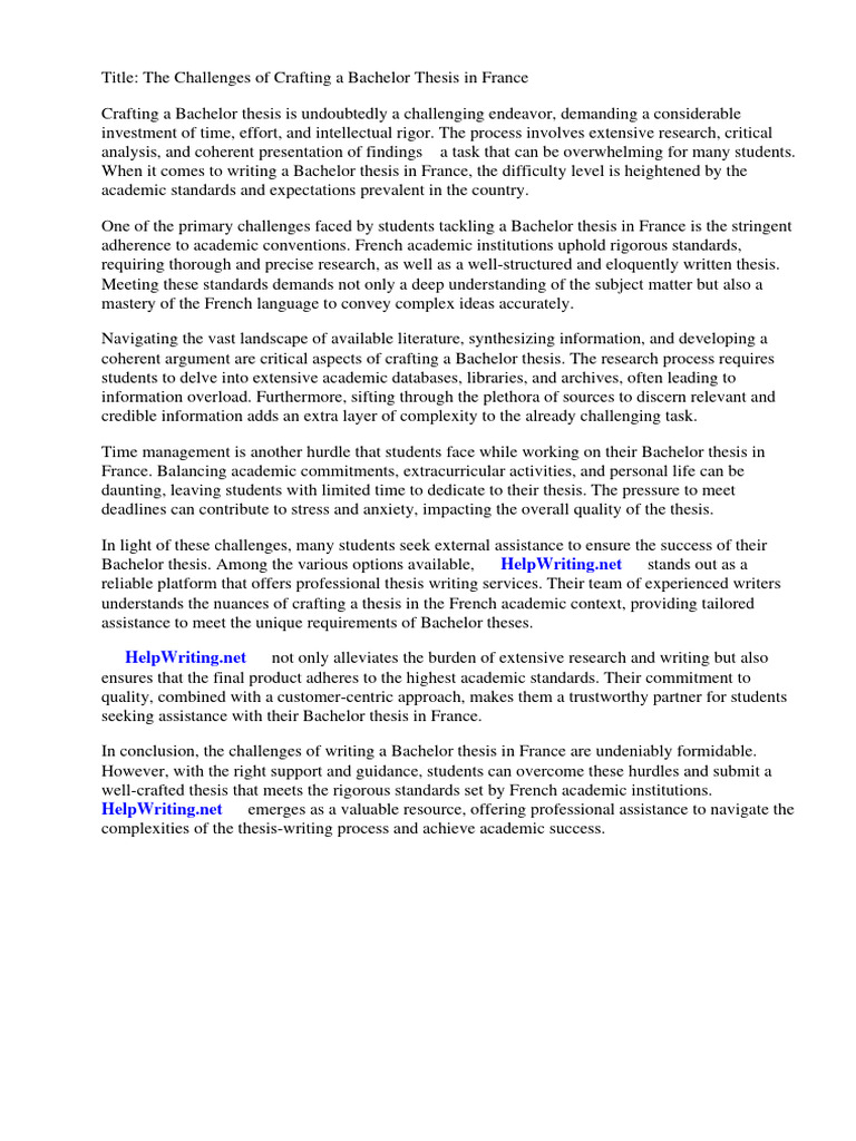 Bachelor Thesis France | PDF | Thesis | Tourism Bachelor Thesis France | PDF | Thesis | Tourism
