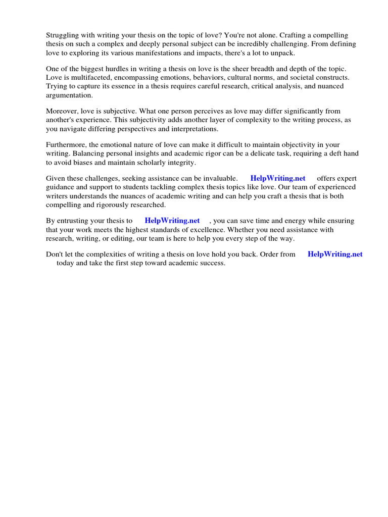 What Is Love Essay Thesis | PDF | Love | Romance (Love)