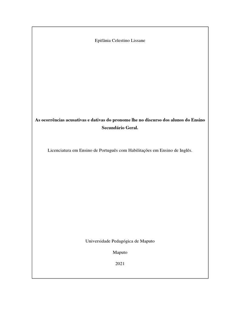 Lissane Monografia Final PDF | PDF | Pronome | Português (idioma)