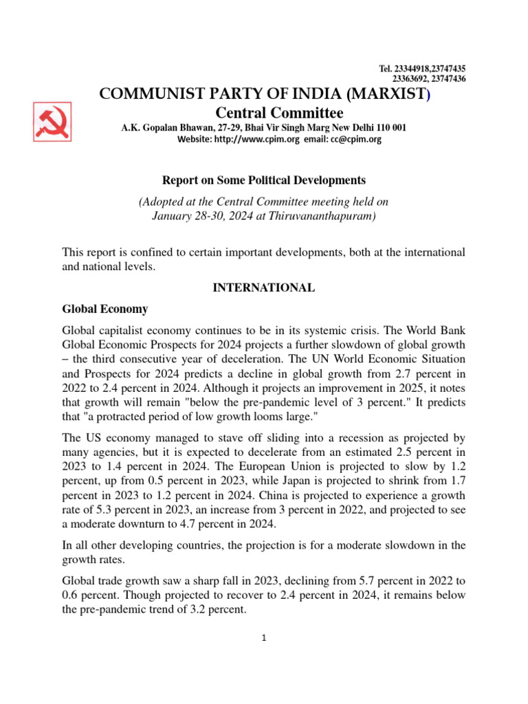 2024-January-Report On Some Political Developments - Adopted | PDF ...