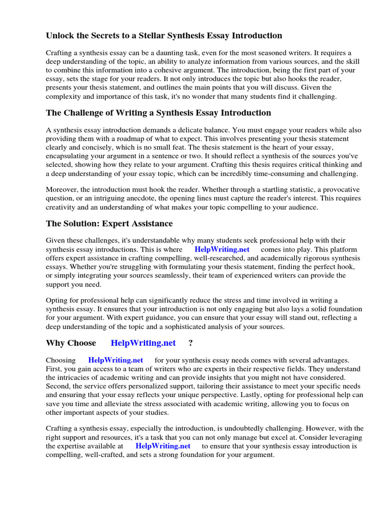 Synthesis Essay Intro | PDF | Essays | Dialectic