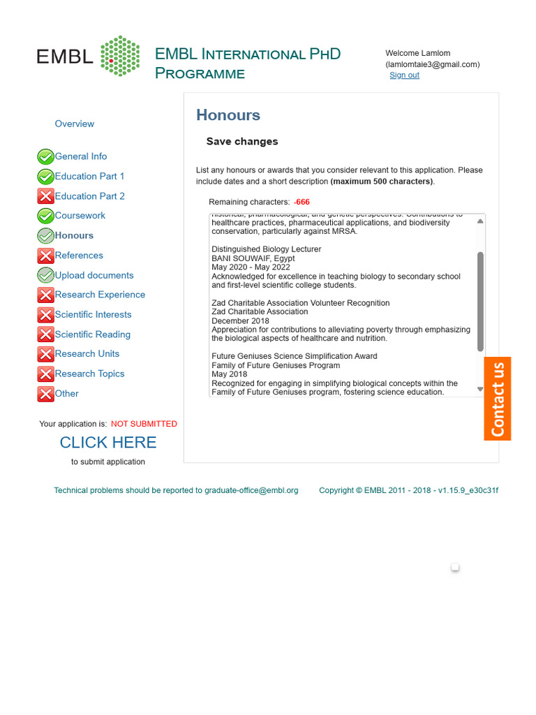 Erecruit - Embl.de Phd-App #! HONOURS | PDF | Science