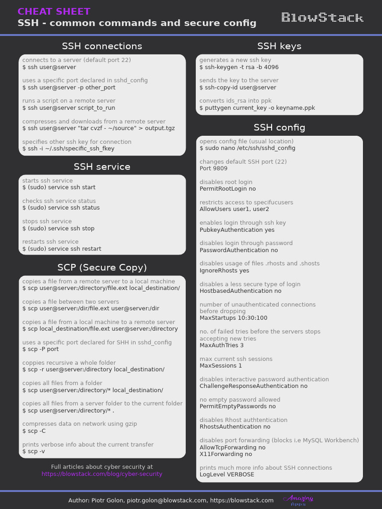 ssh cheat sheet | PDF | Secure Shell | Information Technology Management ssh cheat sheet | PDF | Secure Shell | Information Technology Management