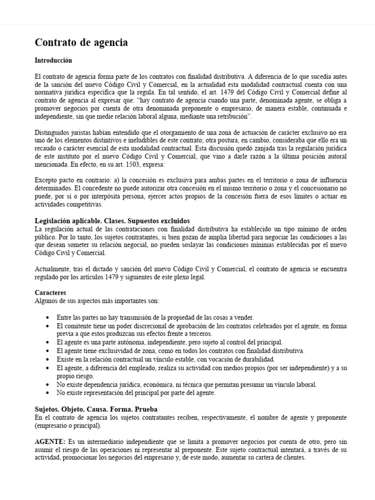 M1 T3 - Contrato de Agencia | PDF | Derecho civil (sistema legal) | Economias