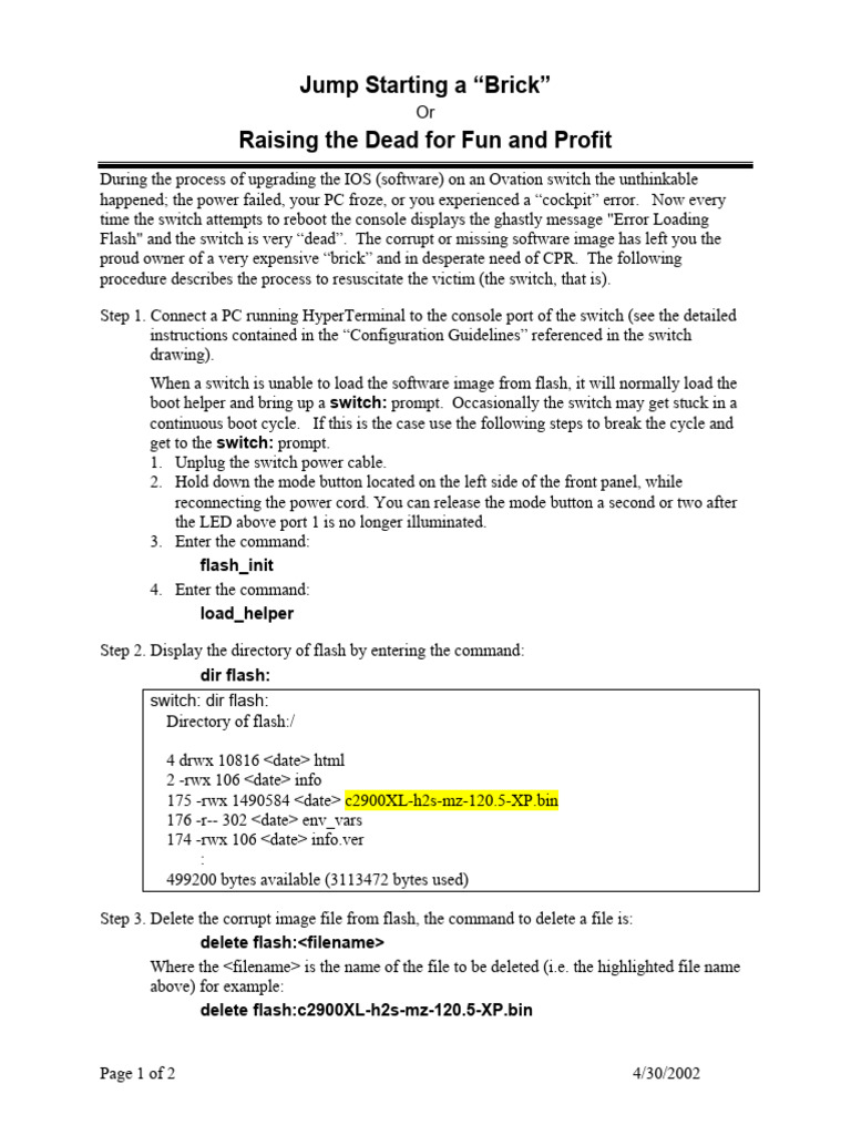 CPRfor Switches | PDF | Booting | Computer File