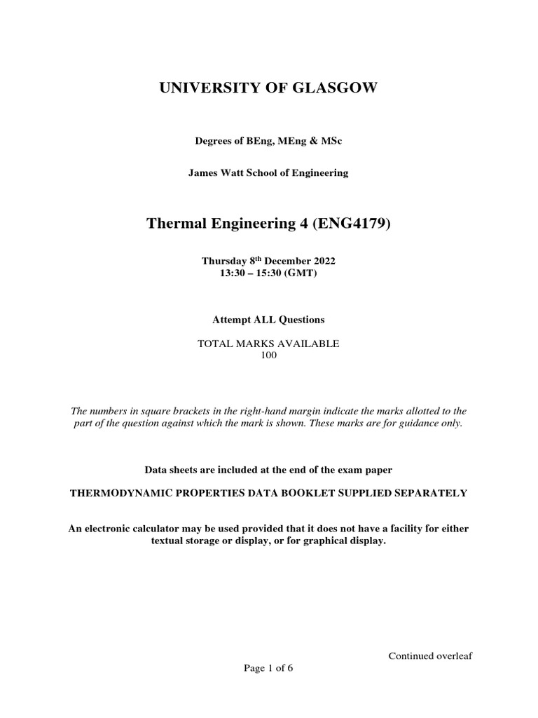 ENG4179 - 1 - Thermal - Engineering - 4 - 202212 2 | PDF | Combustion | Enthalpy