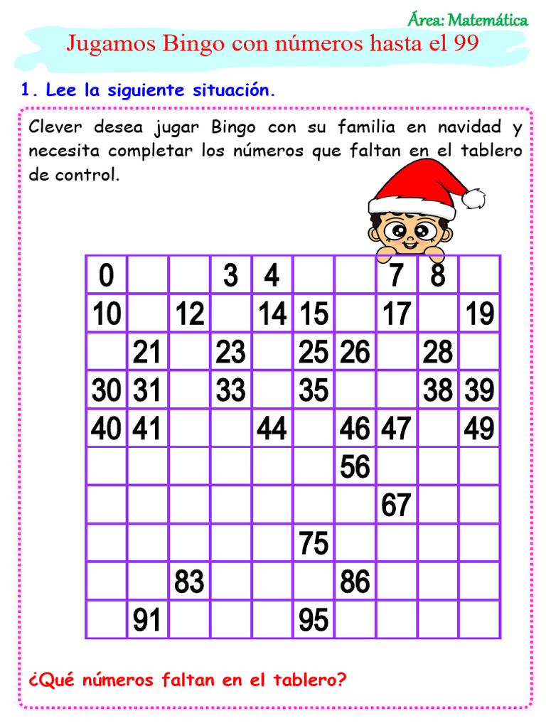 Bingo de Números hasta el 99 | PDF | Métodos y materiales de enseñanza