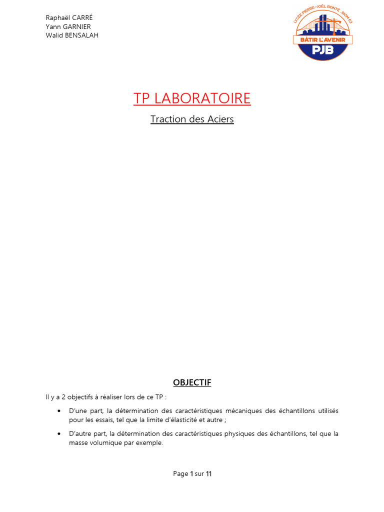 TP Traction Des Aciers | PDF | Béton armé | Rendement (Ingénierie)