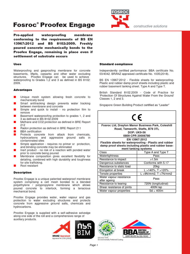 TDS Proofex Engage Saudi Arabia | PDF | Concrete | Polyethylene