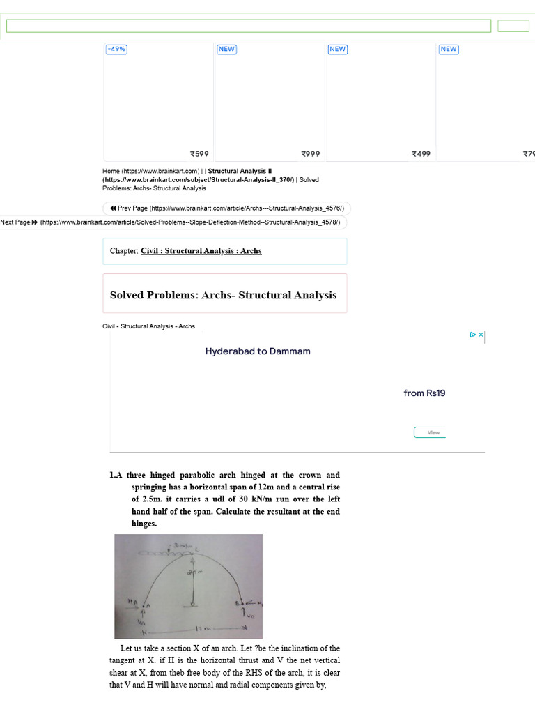 Arches - Problems | PDF | Bending | Structural Analysis