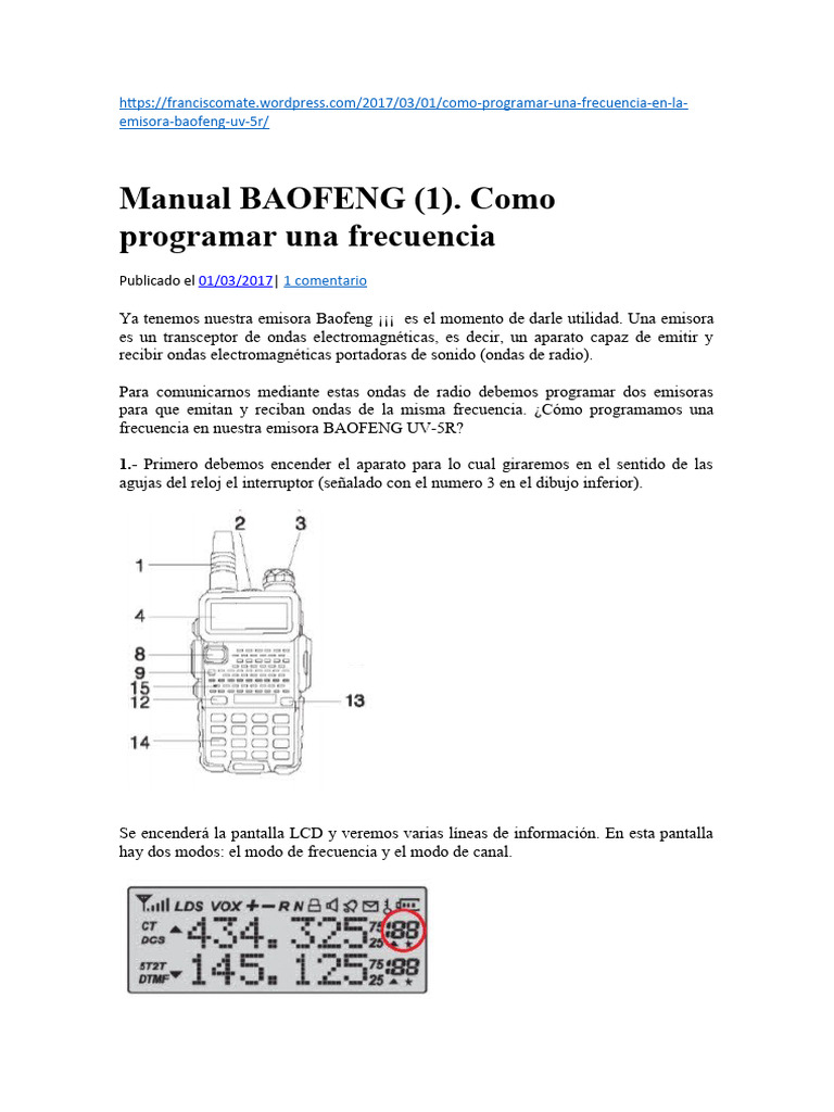 Programar Frecuencias en Baofeng UV-5R | PDF | Radio | Electrónica