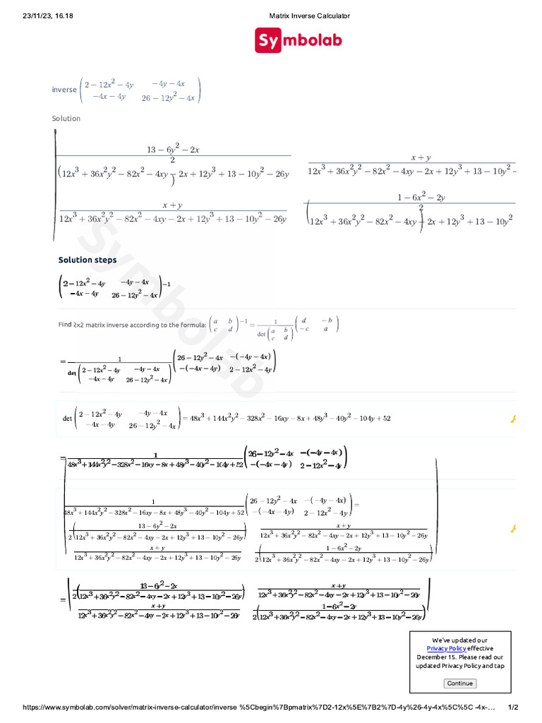 Matrix Inverse Calculator | PDF | Linear Algebra | Matrix Theory