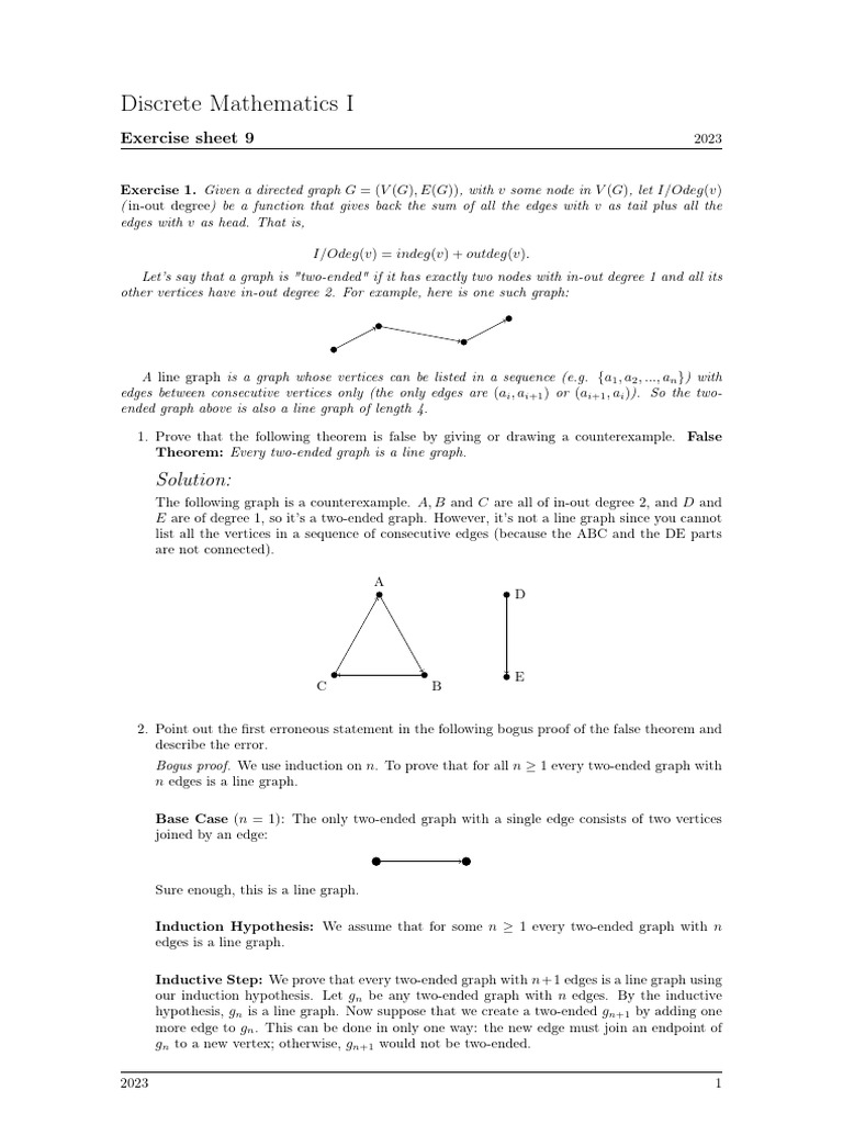 Discrete Mathematics I: Solution | PDF | Vertex (Graph Theory) | Mathematical Proof