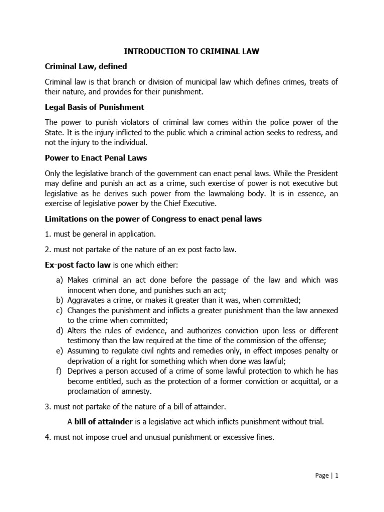 Introduction to Criminal Law March 14 2024 | PDF | Crimes | Crime ...