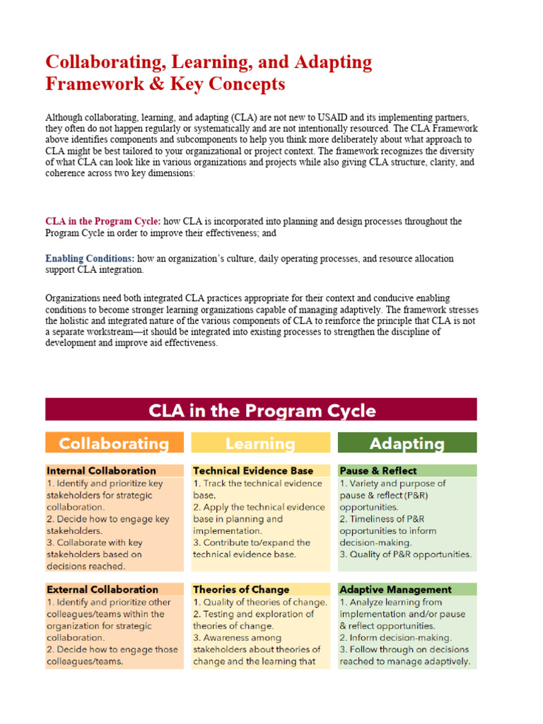 CLA Maturity Tool (Key Concepts-Spectrums-Scoresheet) V1.0 | PDF | Learning | Behavioural Sciences