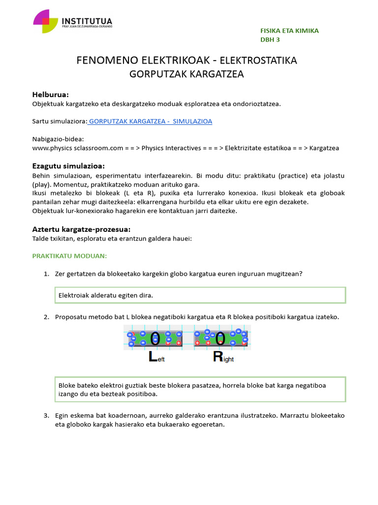 Elektrostatika Simulazioekin Egiteko Ariketak - Docx Fitxategiaren ...